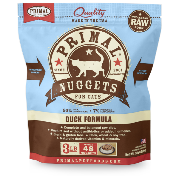 Primal Cat Raw Duck Nuggets 3 lb - Pan Pacific Pet